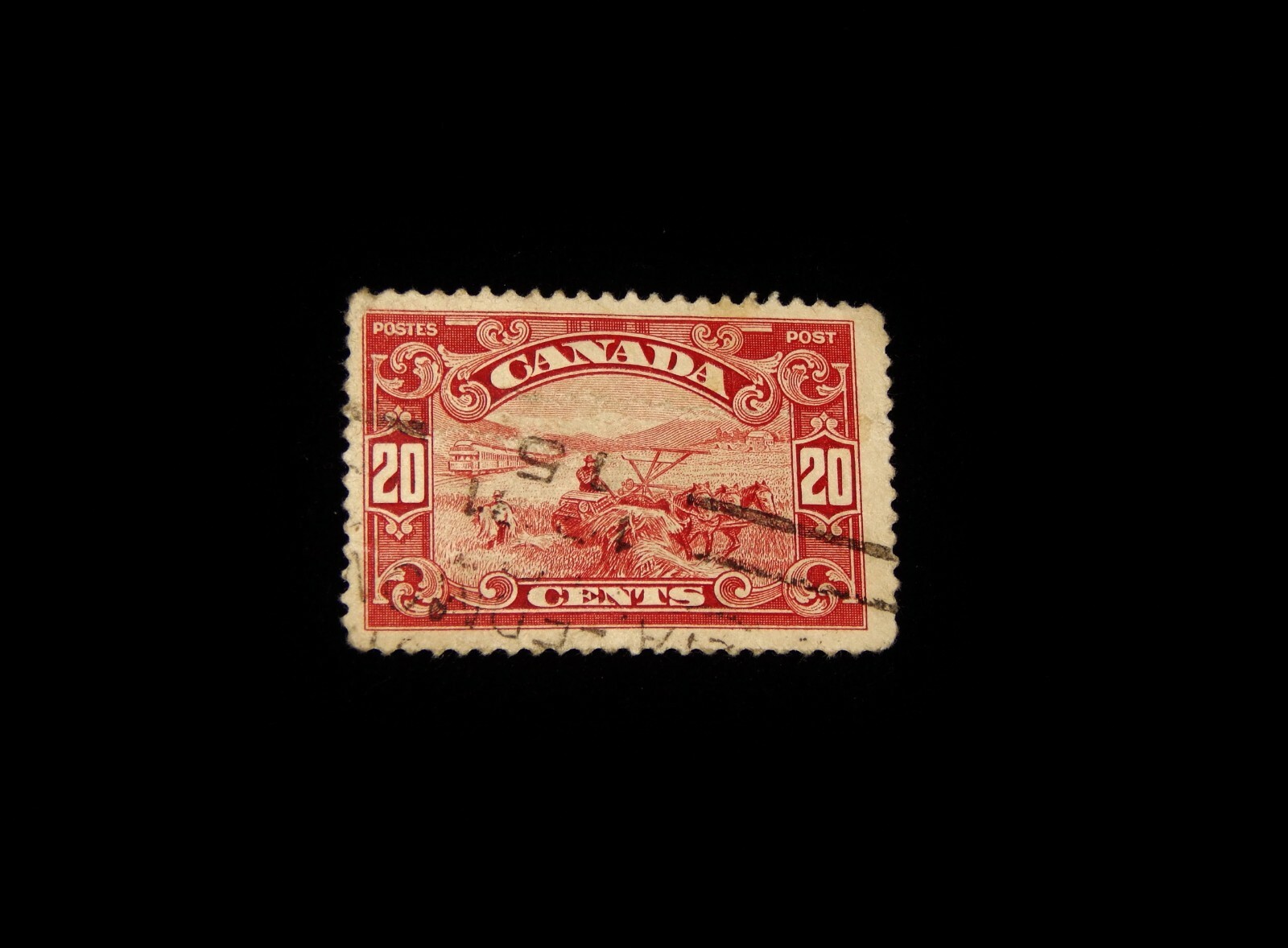 Vintage Stamp, CANADA 20 CENT WHEAT HARVESTING, 1929, Red, # 157, Used ...
