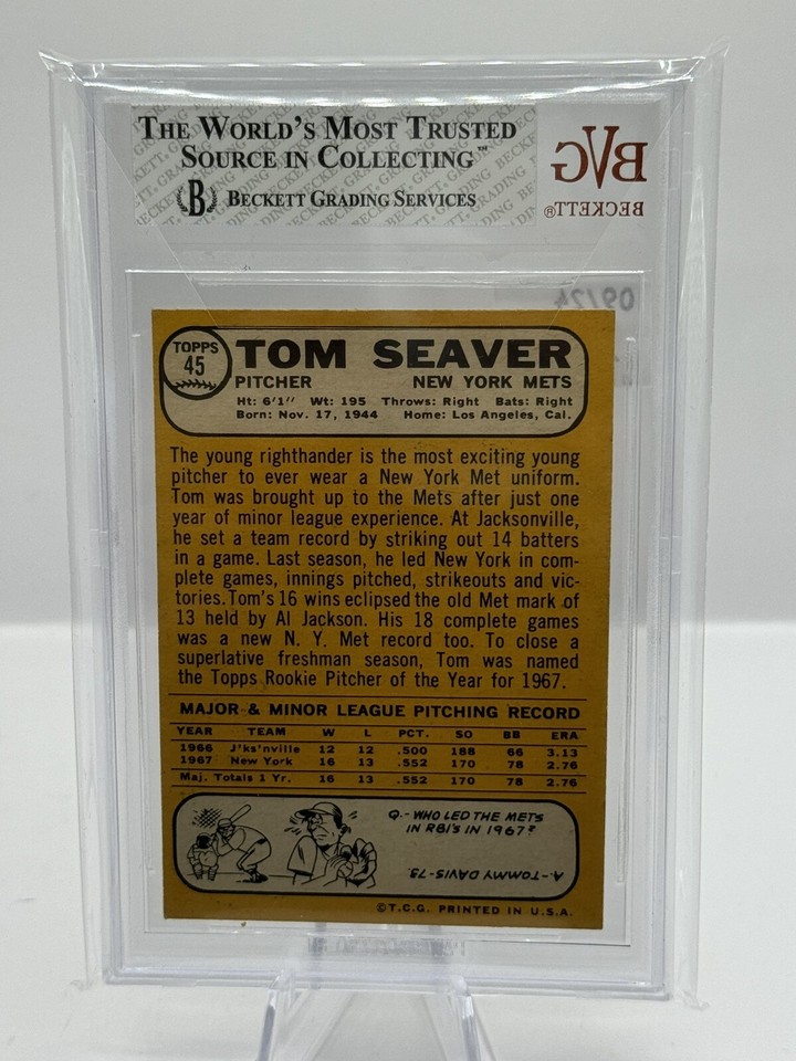 1968 Topps #45 Tom Seaver New York Mets BVG 6.5 | eBay