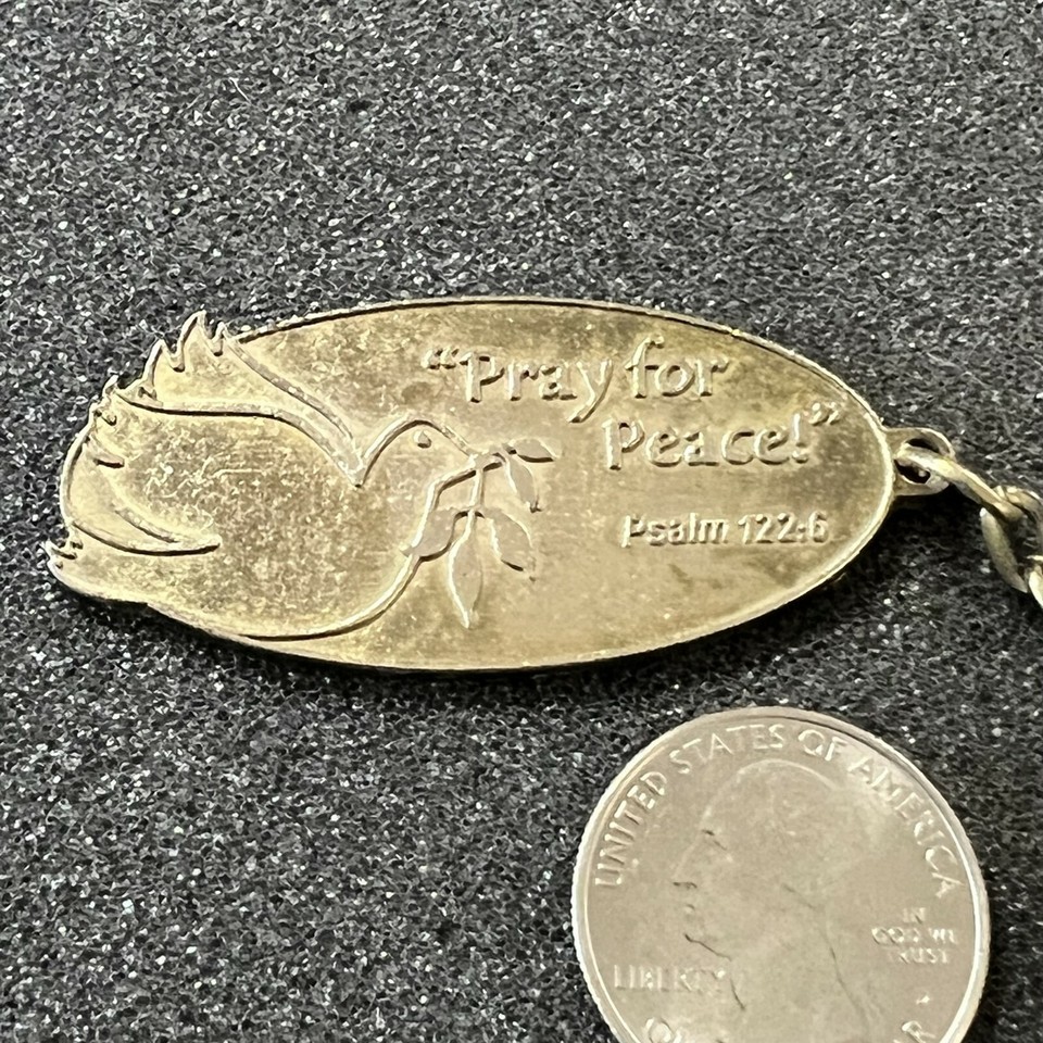 Pray For Peace Psalm 122:6 Bird Dove Metal Religious Keychain Key Ring ...