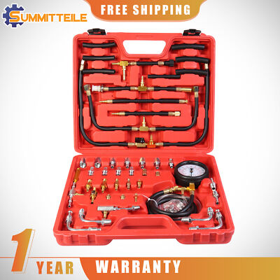 Gasoline Fuel Injection Pressure Tester Gauge Tool Kit System 140 psi ...
