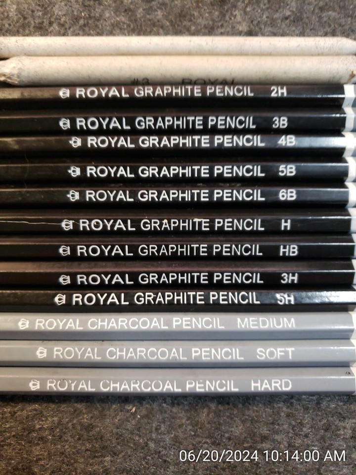 Vintage Royal Graphite Art Sketching Pencils Lot of 12+2 blending stumps (C18B2) | eBay