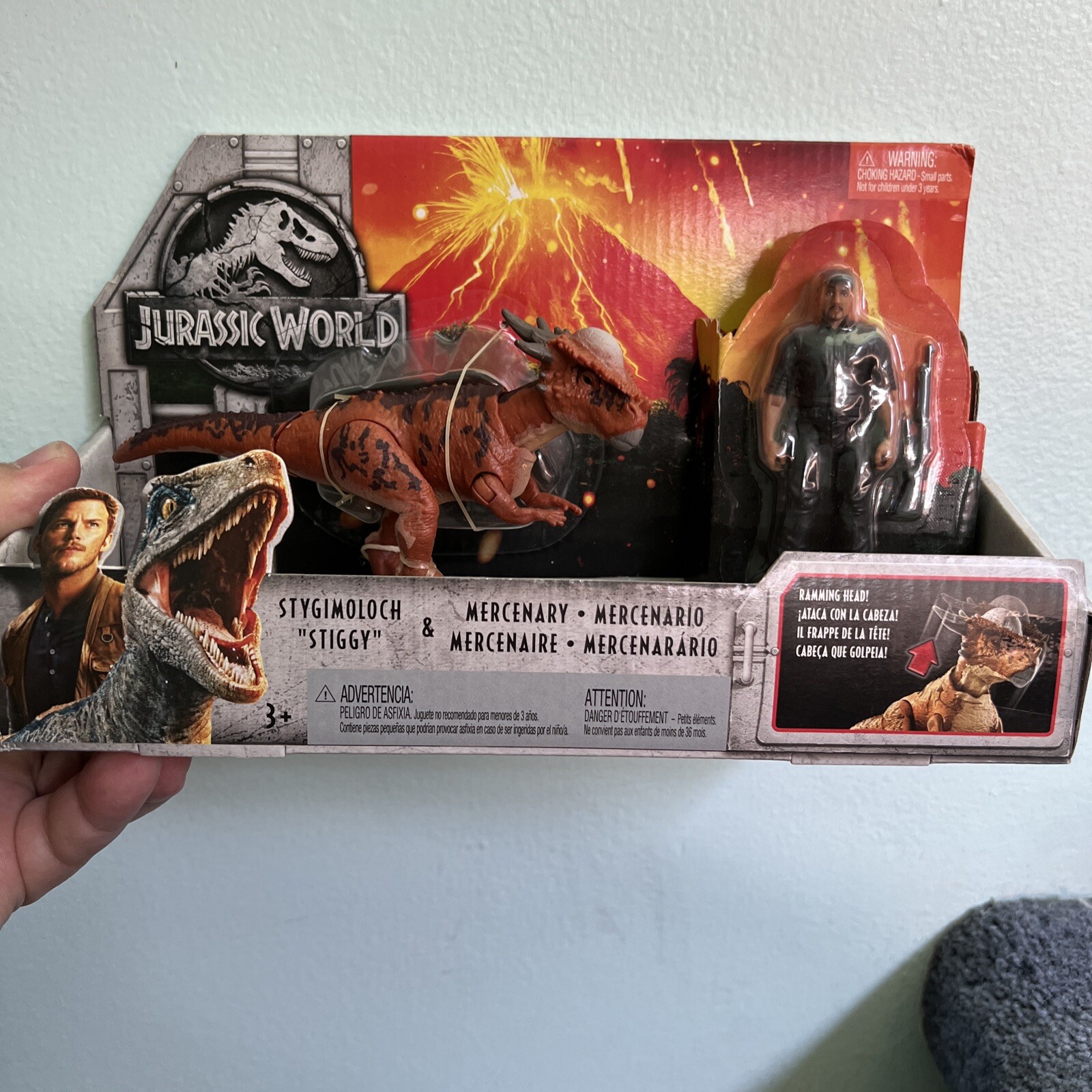 Mattel Jurassic World Stygimoloch Stiggy & Mercenary Ramming Head ...