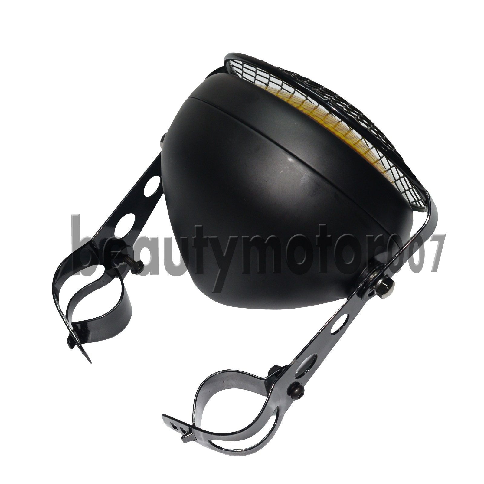 Amber Retro Motorcycle Headlight Grill Side Mount Cover Bracket Bobber ...