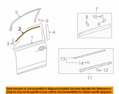 75754-48010 Toyota Moulding, front door window frame, upper lh ...