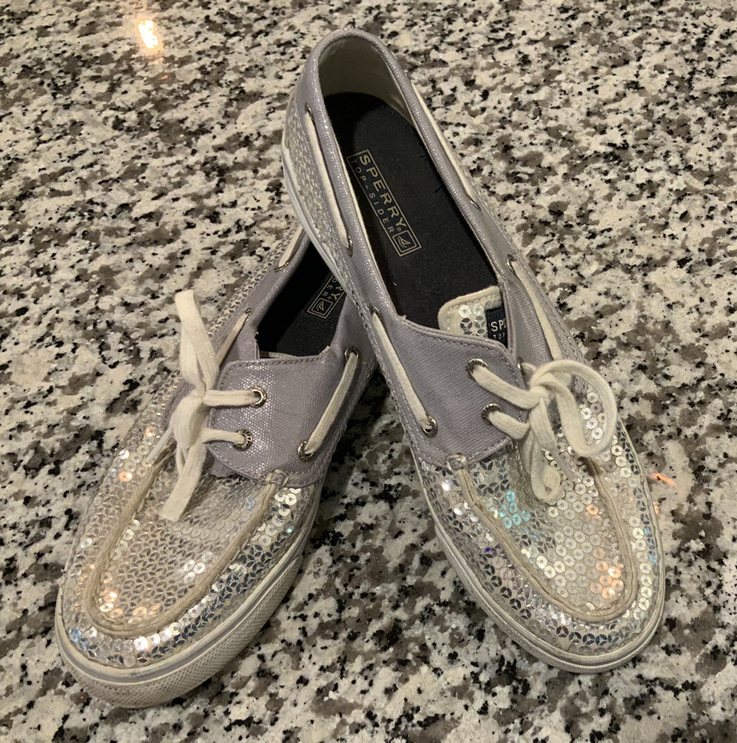 Silver Sequin Sperry Shoes