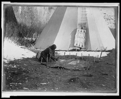 Hide scraping--Apsaroke Indian Woman,July 6,c1908,Edward S Curtis,Crow ...