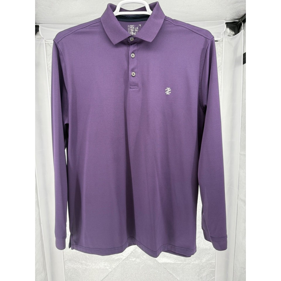 IZOD Golf Mens Purple Long Sleeve Polo Shirt XXL Performance Dry Fit ...