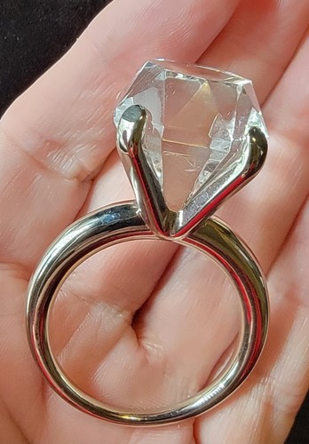 Large Engagement Ring Prop 2" Silvertone Bling Glass | eBay