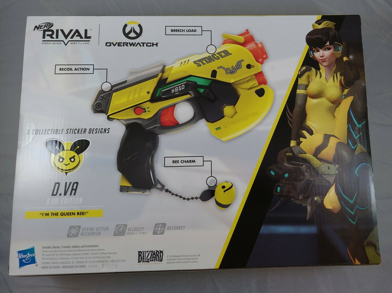 New Nerf Rival Overwatch D.VA B.VA Edition Yellow W/Bee Charm Stinger ...