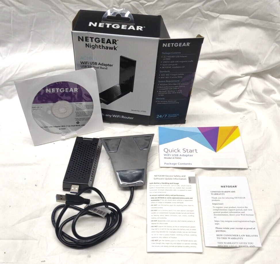 Netgear Nighthawk AC1900-A7000 WiFi USB Adapter USB 3.0 Dual Band SK738 ...