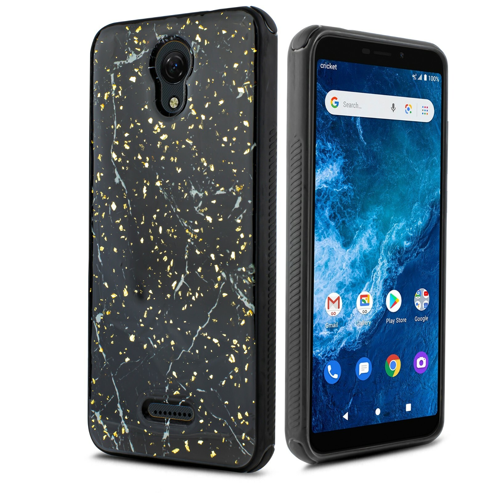 Bundle+For Cricket Icon 2 (U325AC), Chrome Flake Hybrid Shockproof ...