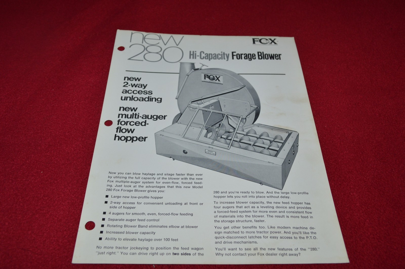 Fox River Tractor 280 Forage Blower Dealer's Brochure YABE15 | eBay
