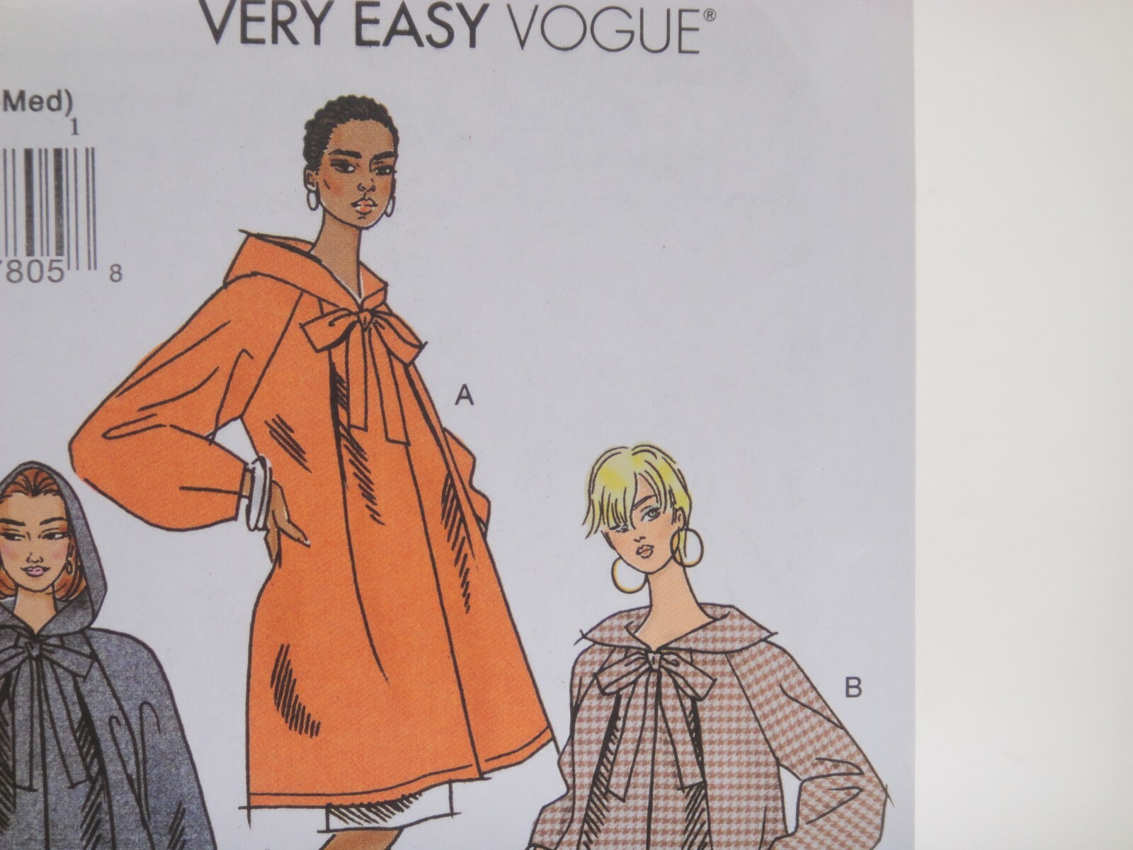 Vogue 9340 Very Easy Hooded Trench Cloaks Raglan Sleeves Pattern XS-M ...
