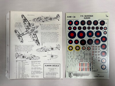 NEW Almark Decals A48-26 P.R. Markings Europe Model Airplane 1/48 Decal ...