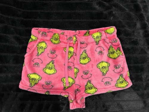 Dr. Seuss The Grinch Women’s Pink Fuzzy Lounge Pajama Shorts Size M | eBay