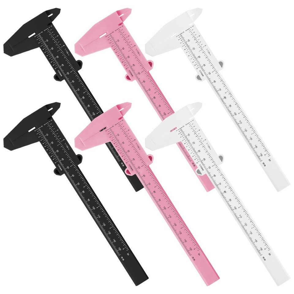 6 Pcs Portable Plastic Eyebrow Measuring Calipers Double Scale Rulers ...