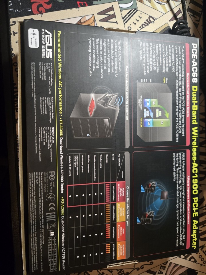 ASUS PCE-AC68 - 802.11ac Dual-band - AC1900 PCI-E Adapter | eBay UK