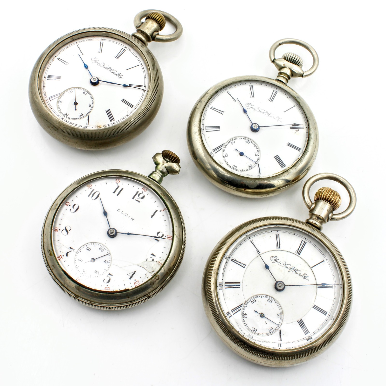 1890-1905 Elgin 15j 18s 50mm Model 5 Open Face Pocket Watches Lot of 4 ...