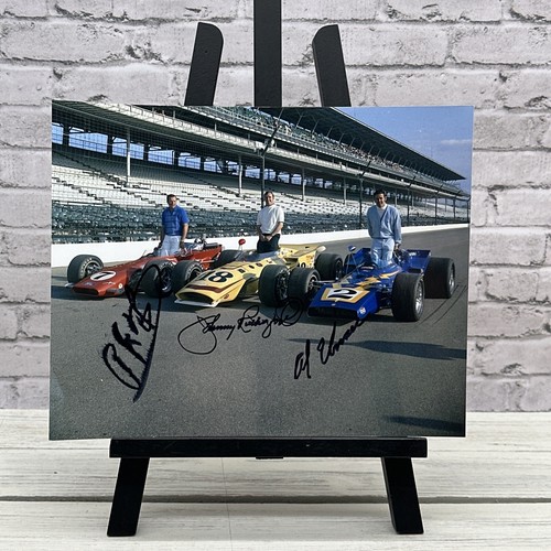 AJ Foyt, Johnny Rutherford, Al Unser SIGNED 8x10 Color Photo 1970 Indy ...