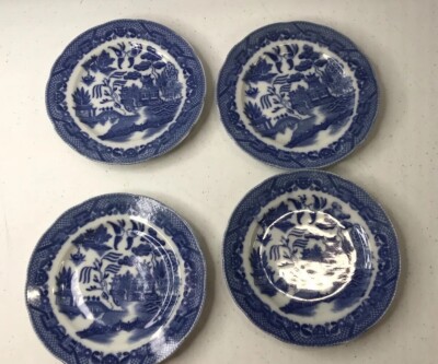 Willow Pattern Ceramic Dessert Appetizer Plates Blue & White 6.5" Set ...