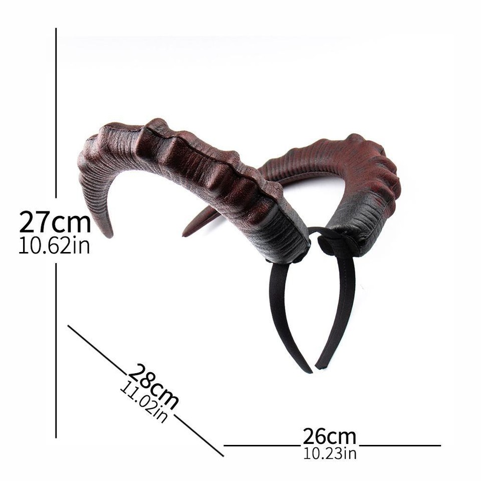 Black Red Demon Horn Headpiece Cosplay Women Gothic Devils Animal Ox ...
