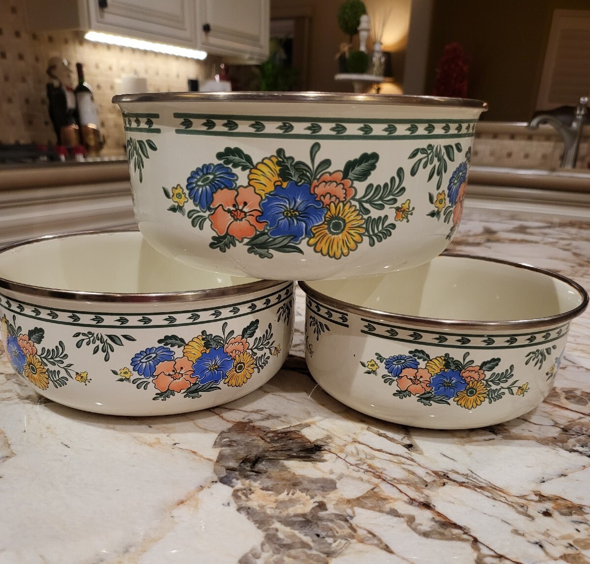 Vintage Nesting Bowl Set 3 Vintage Kamenstein Enamel Bowl Set White ...