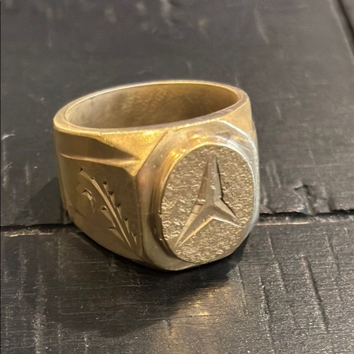 Brass Signed Mercedes Benz Ring Star Emblem Size 11 Collectors Car ...