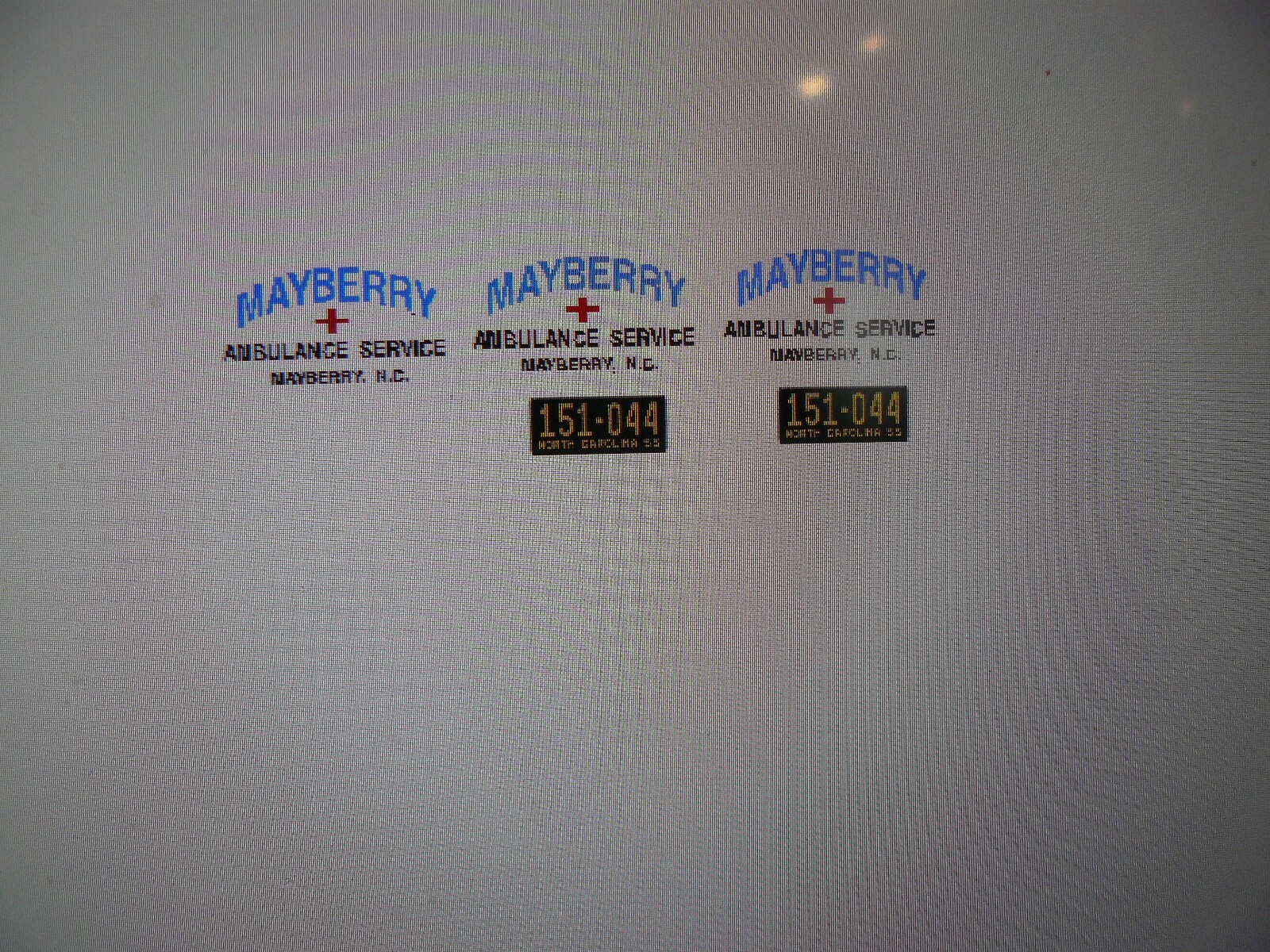 Mayberry North Carolina Ambulance Decals (TV SHOW) Old School 24 scale ...