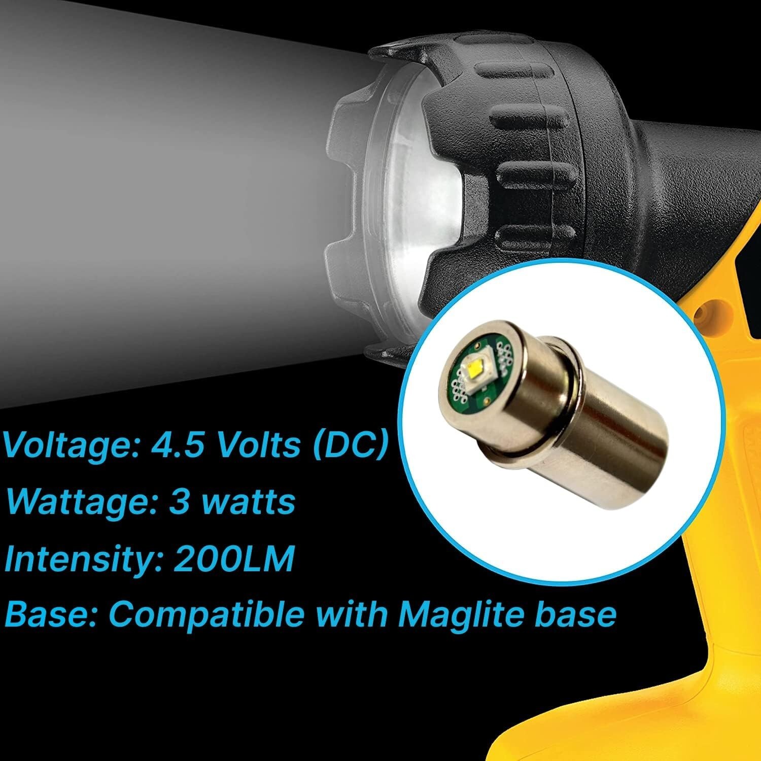 High Power LED Bulb for Mag-Lite 2D Xenon Flashlight, 2 D Cell Maglite ...