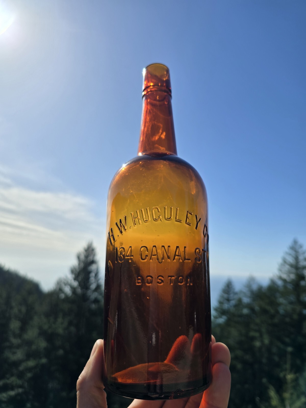 Old Pre Pro Boston Whiskey☆ Amber H.W.Huguley CO. Massachusetts Liquor ...