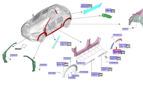 Garniture d'aile avant arrière droite NISSAN JUKE F16 MK2 938286PA0A ...