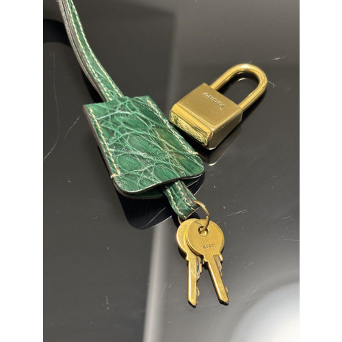 GUCCI Crocodile Padlock Lock Key chain Gold and Green color Vintage ...