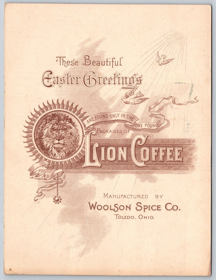 The Woolson Spice Company Lion Coffee Toledo Ohio 1891 Easter Greetings ...