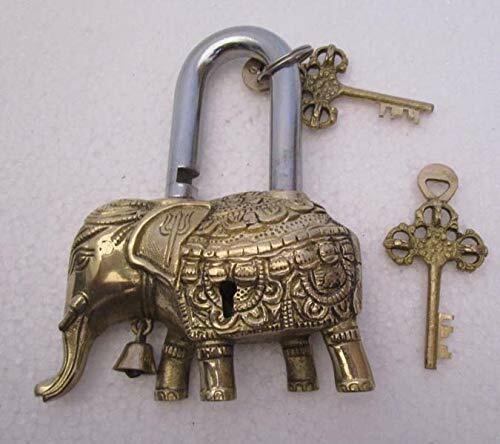 Antique Collectible Brass Finish Elephant Padlock, Lock with Keys | eBay