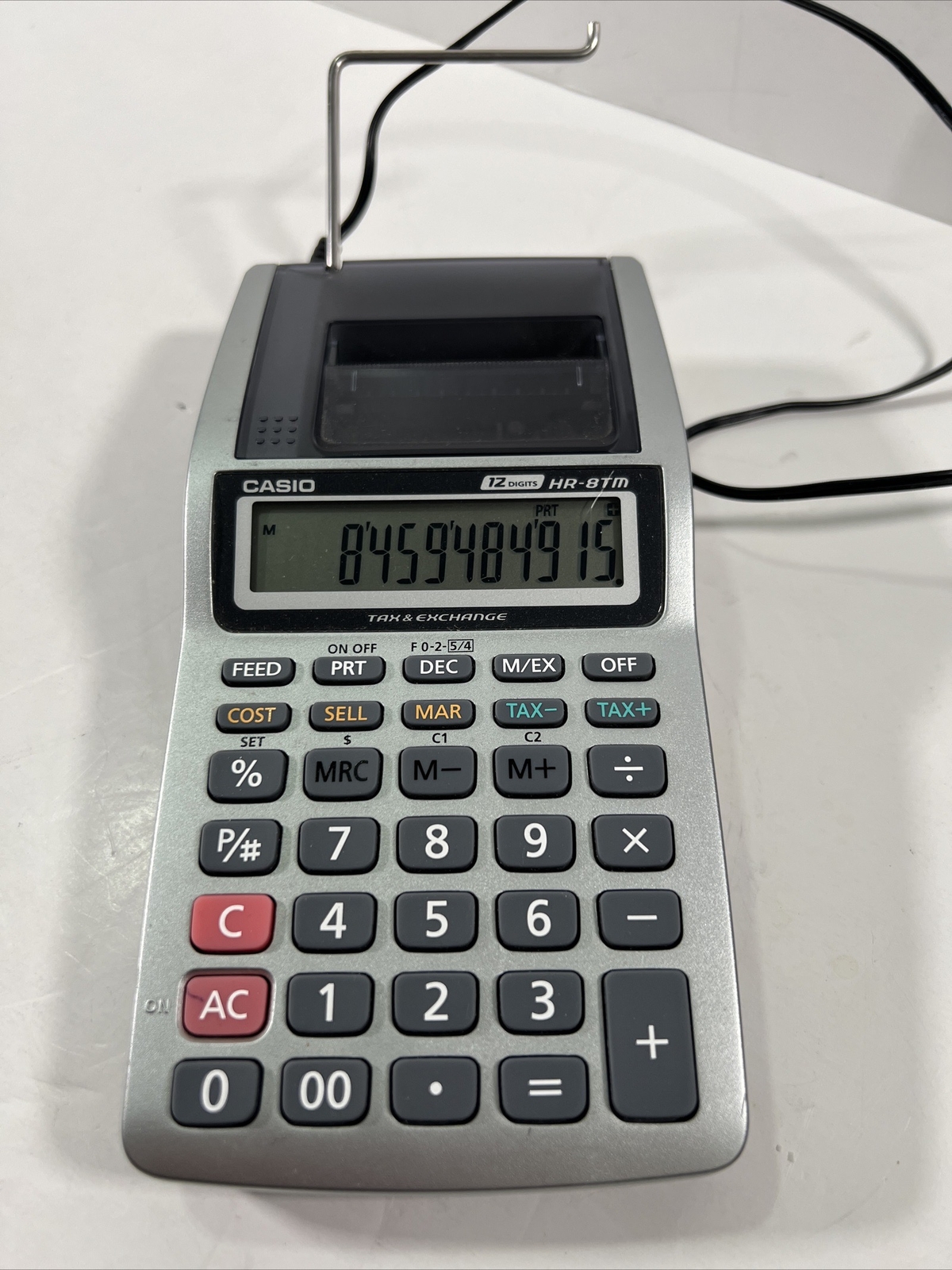 Casio HR-8TM Printing Calculator w/ OEM Power Adapter Cord 79767174811 ...