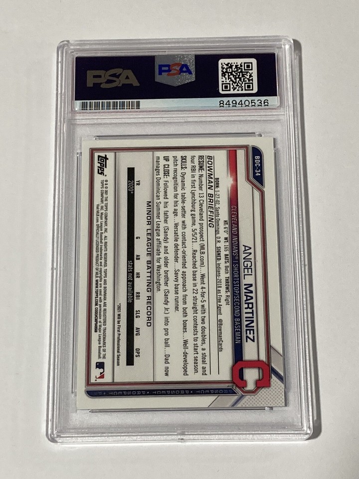 Angel Martinez Signed 2021 BOWMAN CHROME BLUE Ref /150 Autographed PSA ...