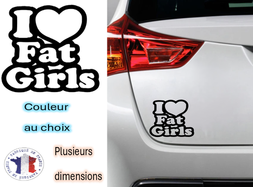 sticker i Love fat girls autocollant tuning car drift jdm voiture moto ...