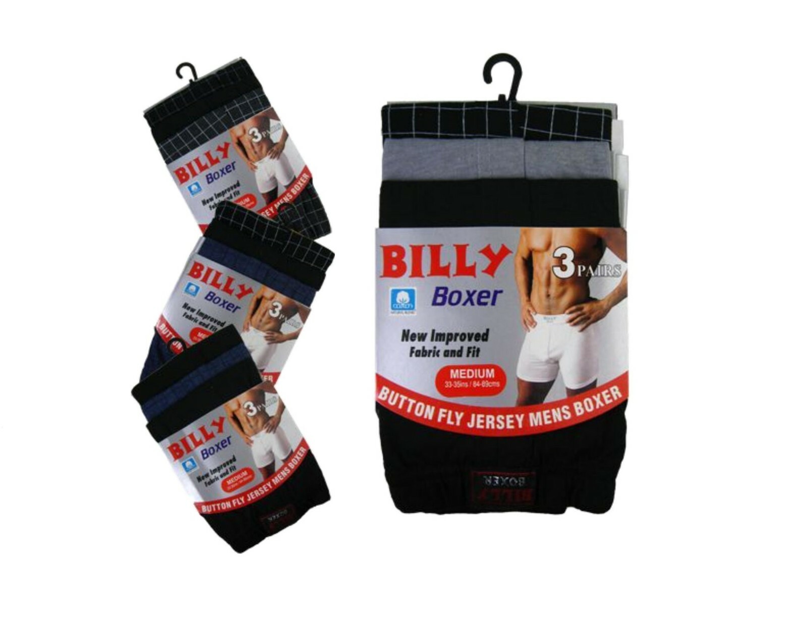6-12 Pack Mens Billy Jersey Cotton Boxer Shorts Trunks Underwear Size S ...