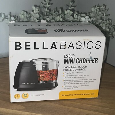 Bella Basics 1.5 Cup Mini Chopper Small Batches Salsas Dips Appetizers ...