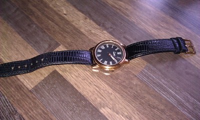 LARGE LIMIT DRESS WATCH BLACK DIAL ROSE GOLD TONE RUNS - SPARES REPAIR ...