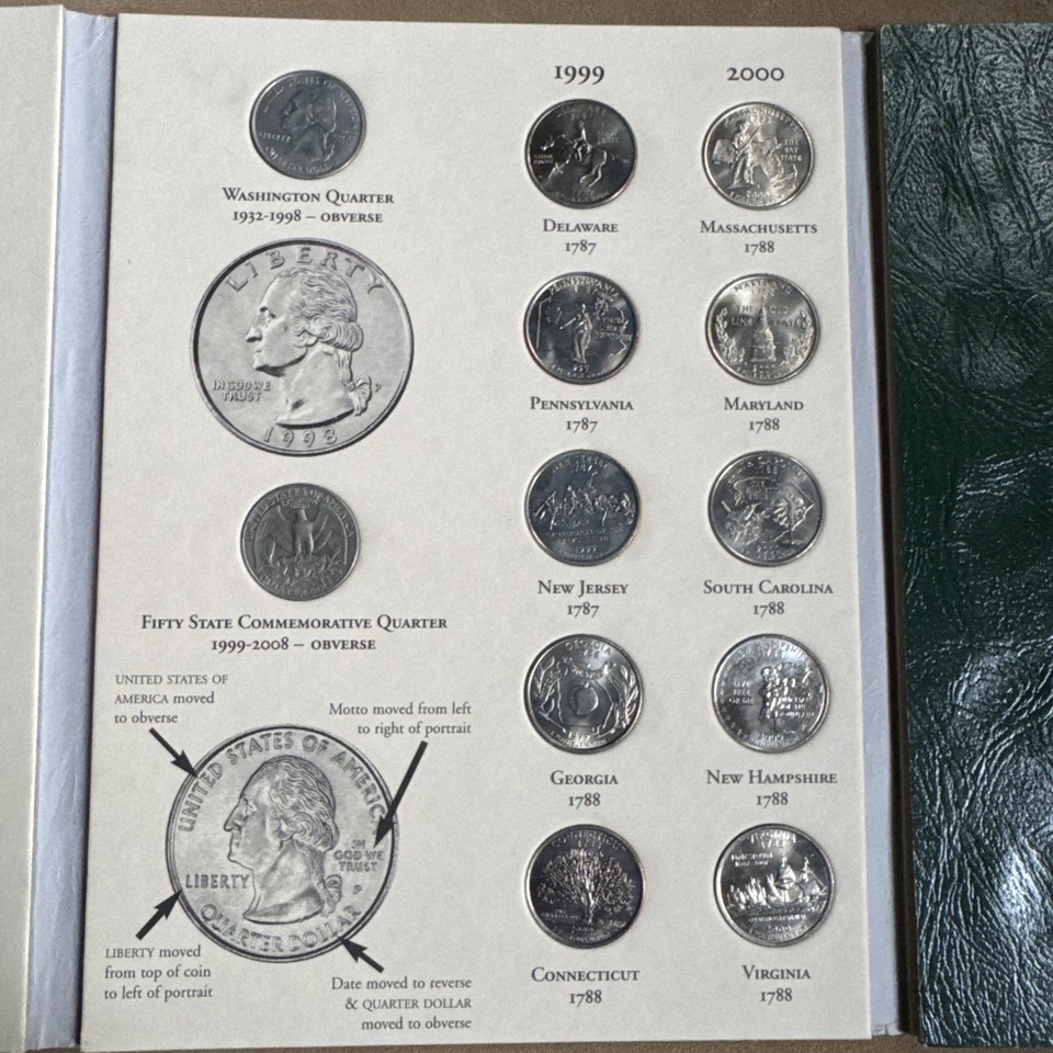 50 Fifty State US Commemorative Quarters Set 1999-2008 Complete with 52 ...