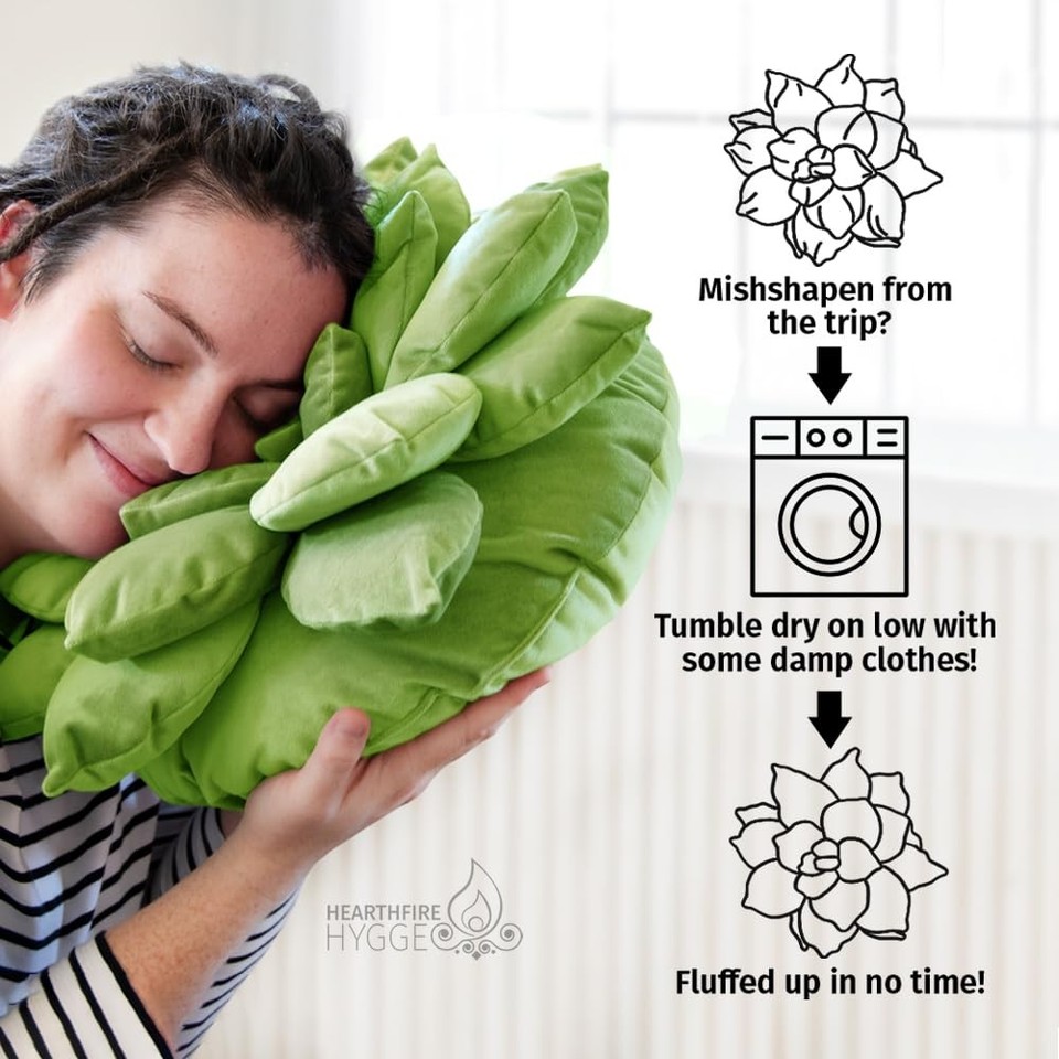 3D 17" Green Cactus Flower Pillow | Hand-Stitched Flower Pillow for Bedroom, ... | eBay