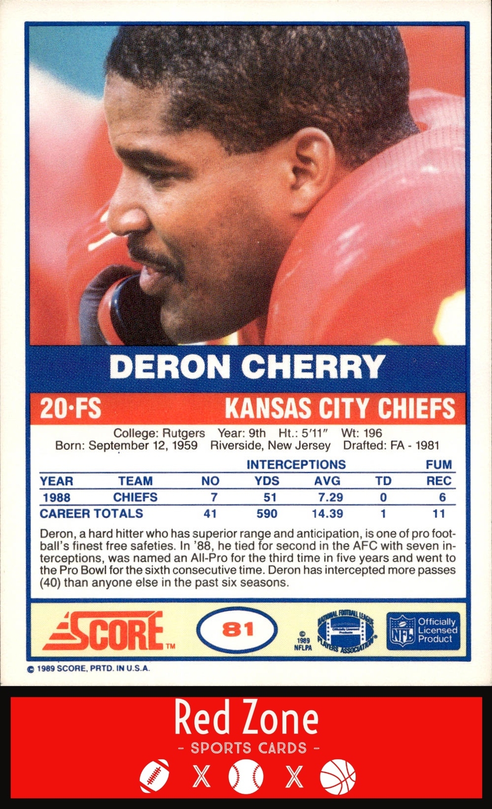 1989 Score - #81 Deron Cherry NM/NM+ | eBay