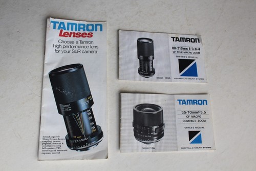 Vintage Tamron 17A 103A 35-70mm 80-210mm F3 Instruction Manual Lense ...