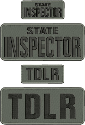 STATE INSPECTOR 4 EMBROIDERY PATCH 4X10 AND 2X5 HOOK ON BACK BLACK ON ...