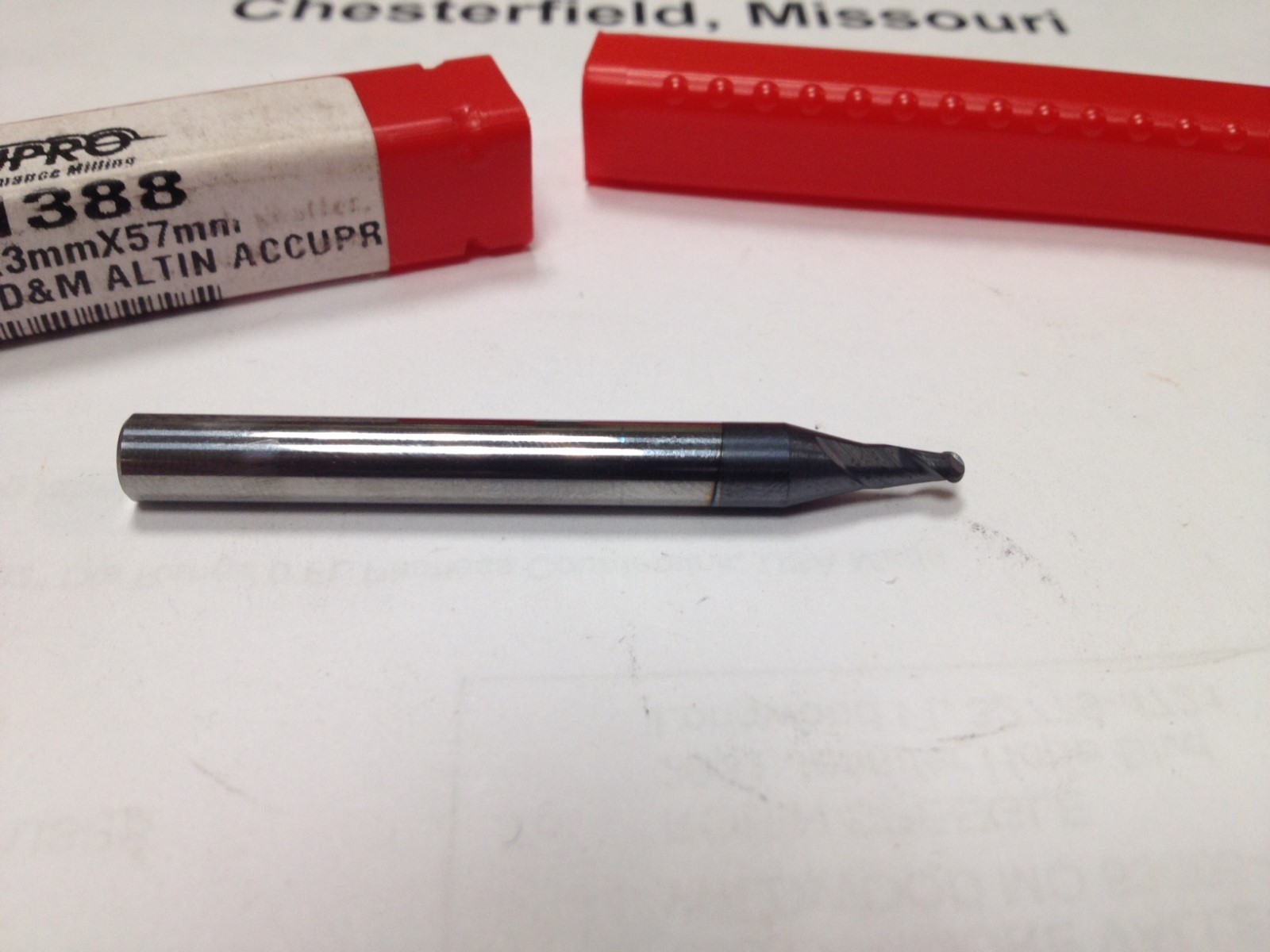 Accupro 93161388, 3X6X3X57 mm, Ball Nose, 2 FL. C.C. Carbide End Mill ...