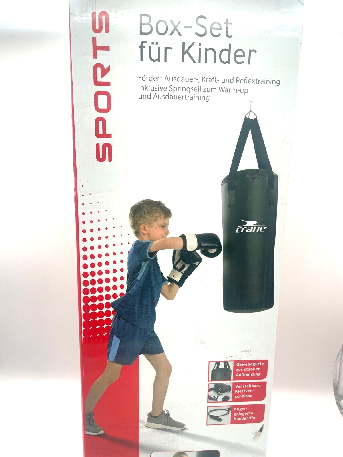 Crane Box Set für Kinder Boxsack 9kg Höhe 62cm Handschuhe Springseil ...