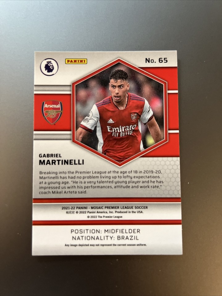 2021-22 Panini Mosaic #65 Gabriel Martinelli Rookie RC Arsenal | eBay