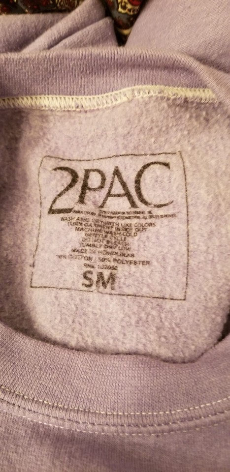 TUPAC Unisex Sweatshirt Purple Graphic Long Sleeve 2PAC Tag Size SM ...