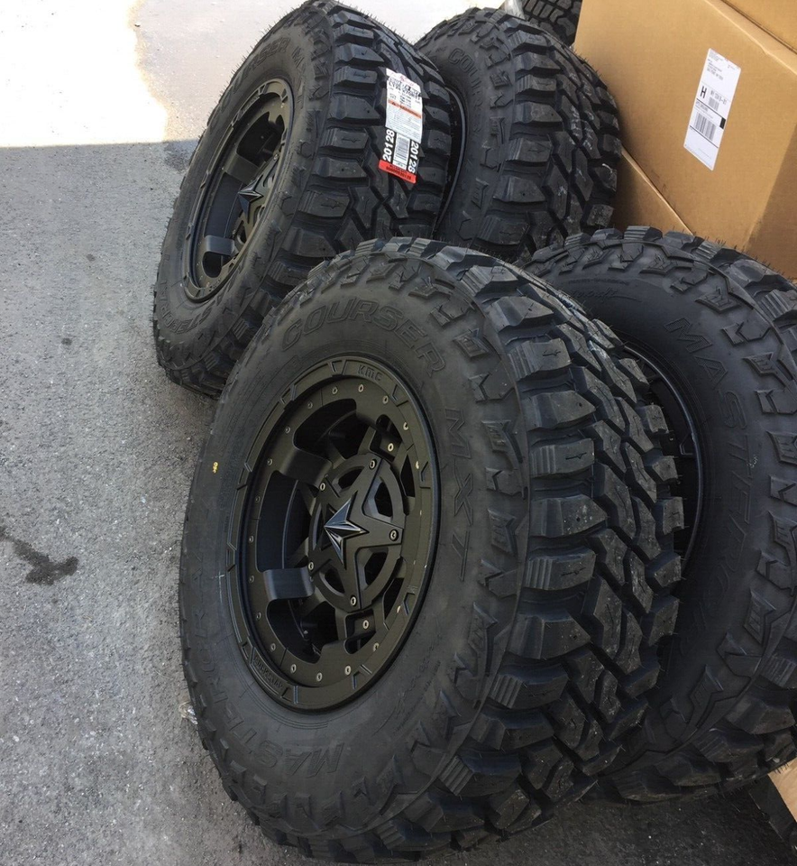 5) 17x9 XD XD827 Rockstar 3 Black Wheels 33" MT Tires 5x5 Jeep Wrangler ...